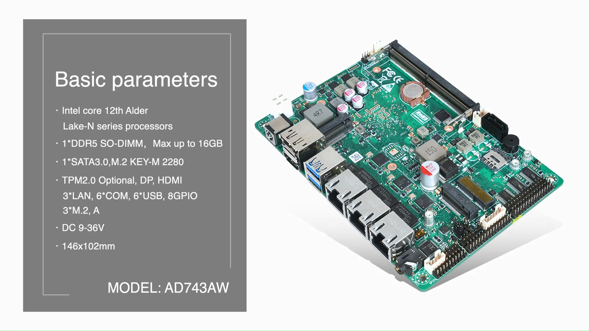 Router Motherboard Inter 12th Gen Alder Lake-n 6com 6 * Usb Rj45 Tpm2.0 ...