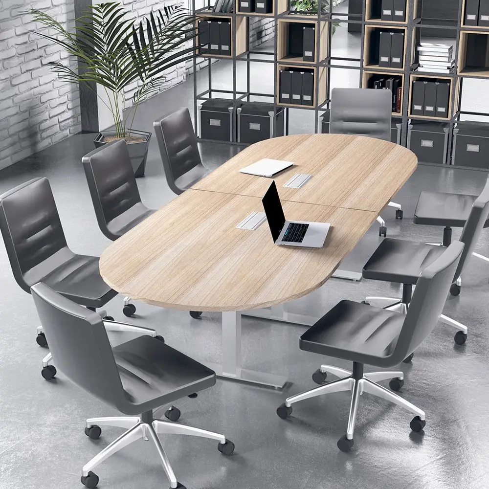 Simple Modern Office Meeting Table Study Desk Wood Grain With Metal Leg ...