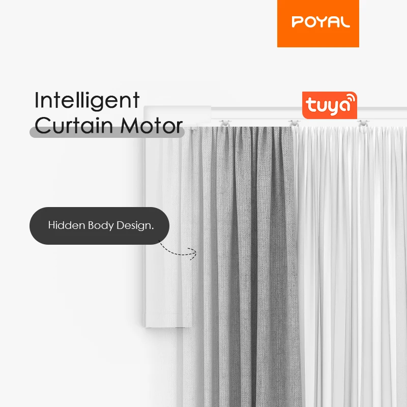 Poyal High Ceiling Smart Curtain Motor Tuya Smart Control Motorized Dc ...