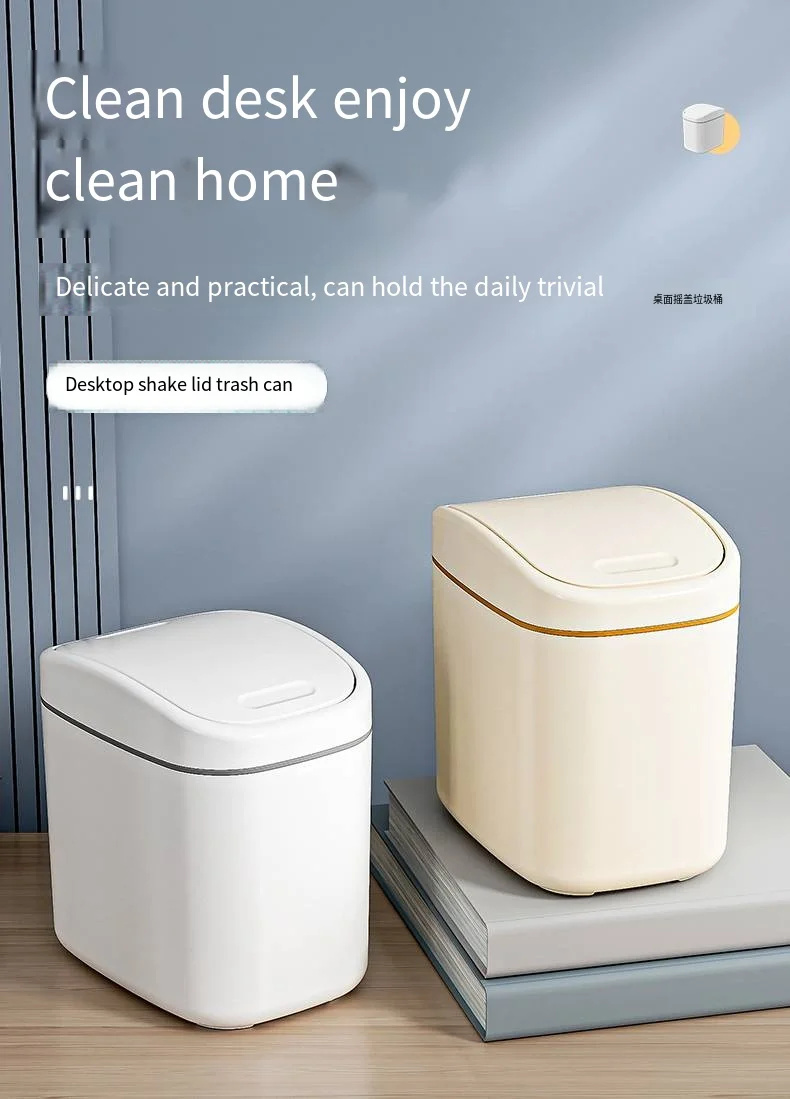 Office Kitchen Round Small Garbage Bin Cute Carton Open Trash Can - Buy ...