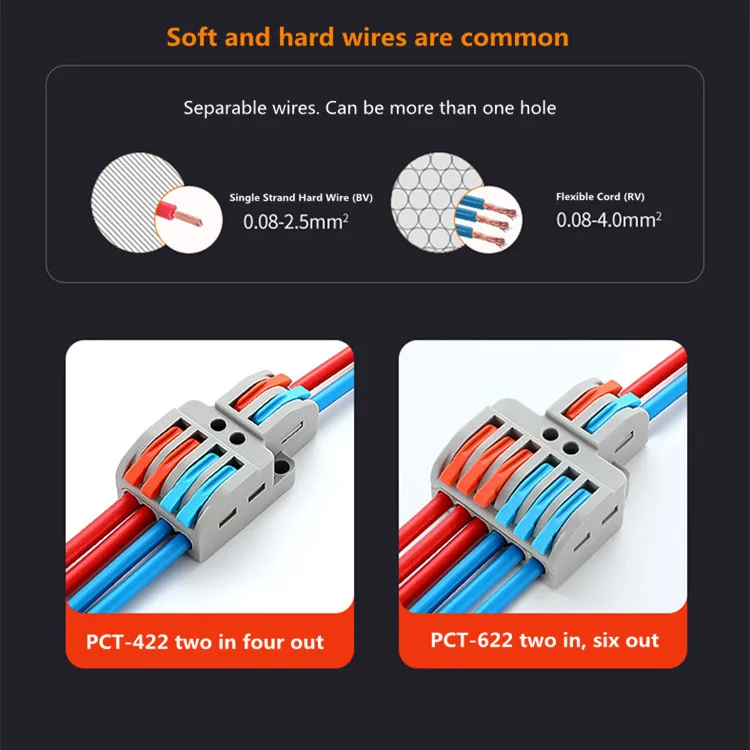 Mini Fast Universal Wire Splitter Terminal Block PCT-422 PCT-622