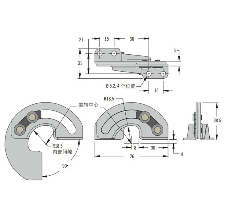 Modern Iron Hidden Sliding Arc Hinge Window Limit Hinge for Kitchen ...