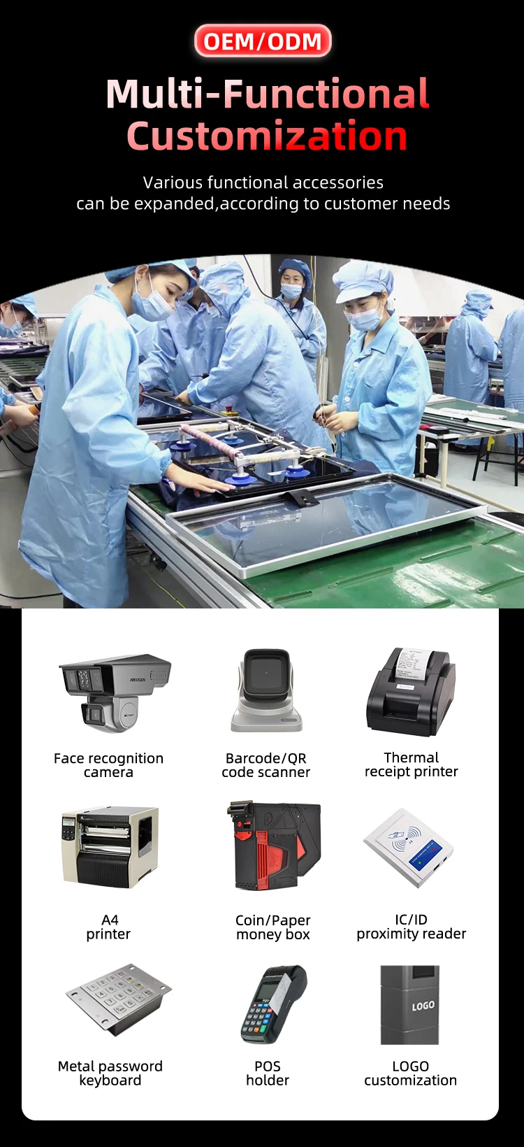 KFC Restaurant Wall Table Self Order POS System - Self Service