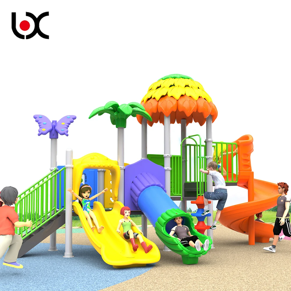 Plastic Slide And Swing Outdoor Playground With Kids Outdoor Playground ...
