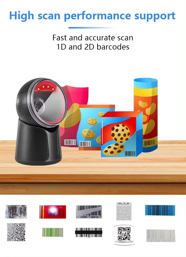 High Quality Ir Sensor 2d Qr Hands-free Desktop Barcode Scanner For ...