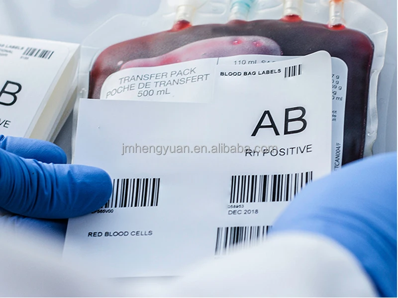 Custom Size Refrigeratated Pharmaceutical Self Adhesive Paper Blood Bag ...