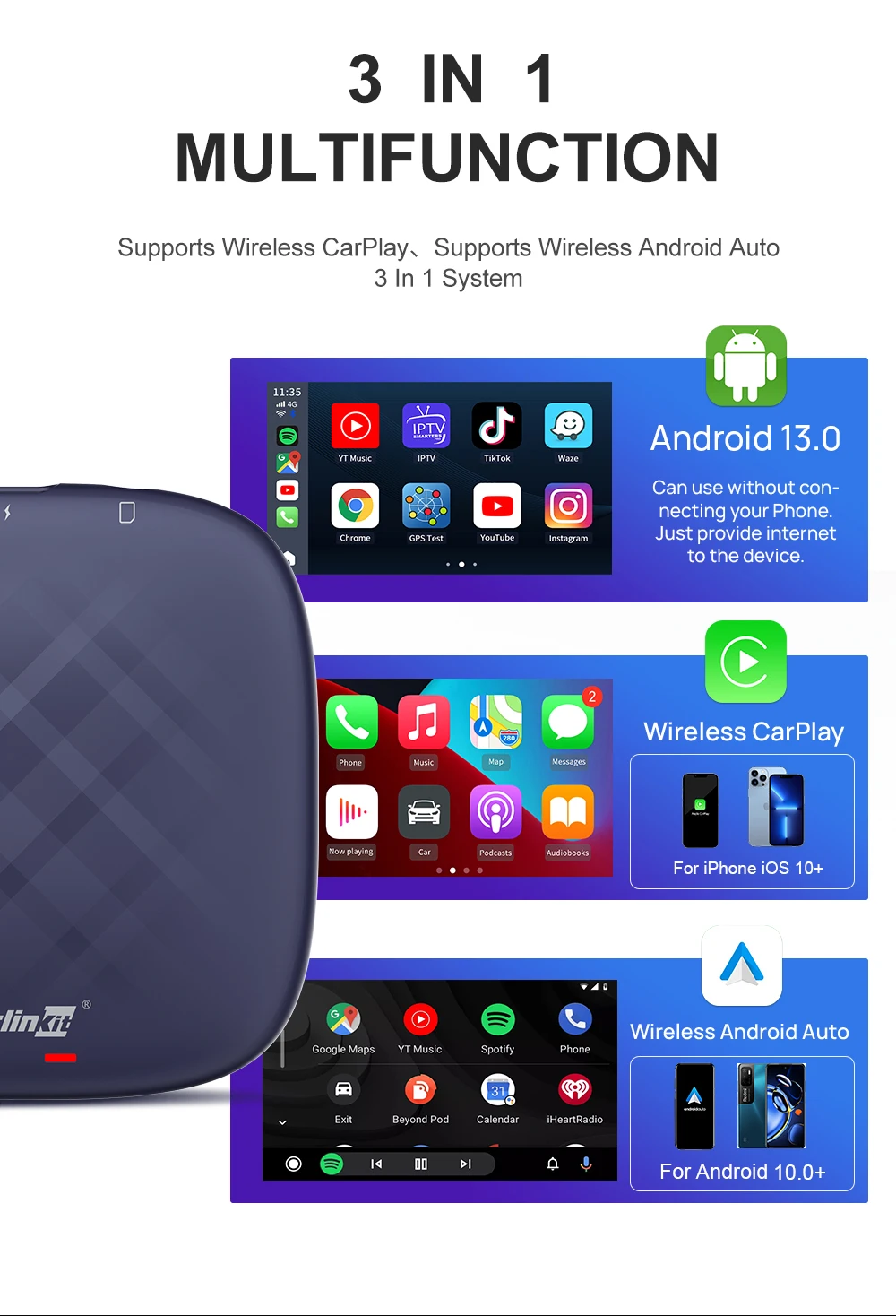 Carplay Tbox Uhd Sdm660 Android 13 Carlinkit Carplay Aibox Wireless Carplay Android Auto Video ...