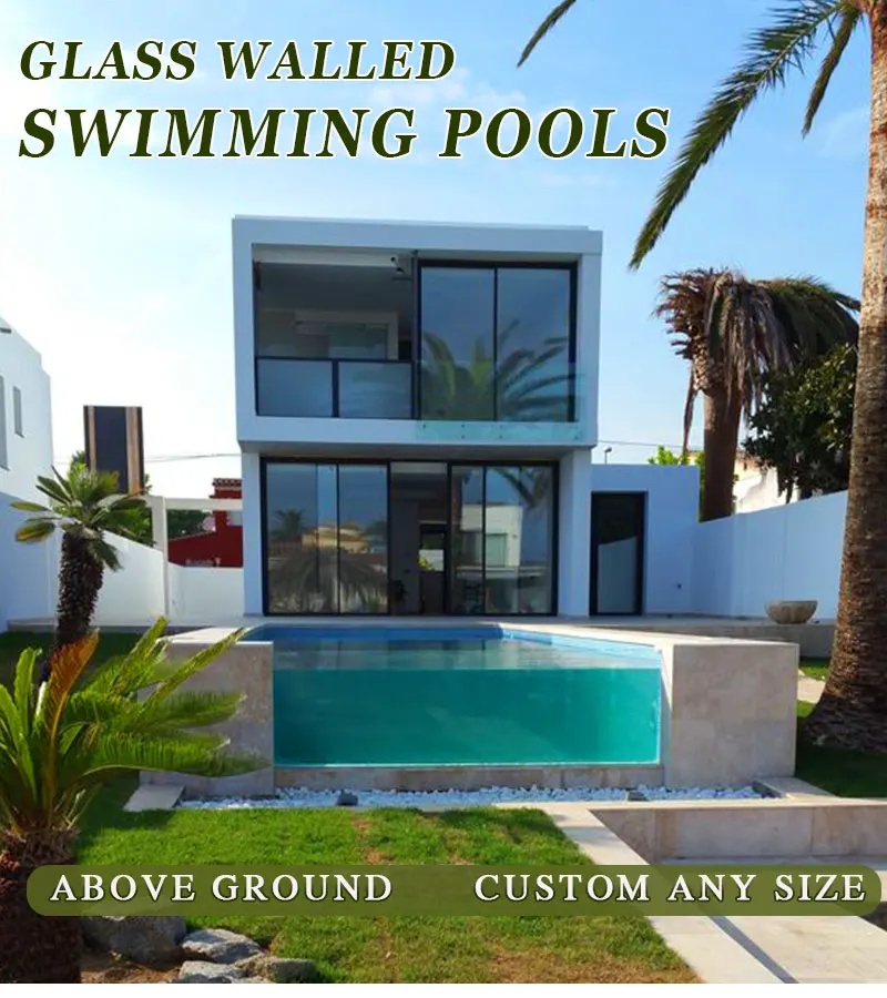 Custom Clear Fiberglass Piscina Big Slides Glass Wall Pool Piscina ...