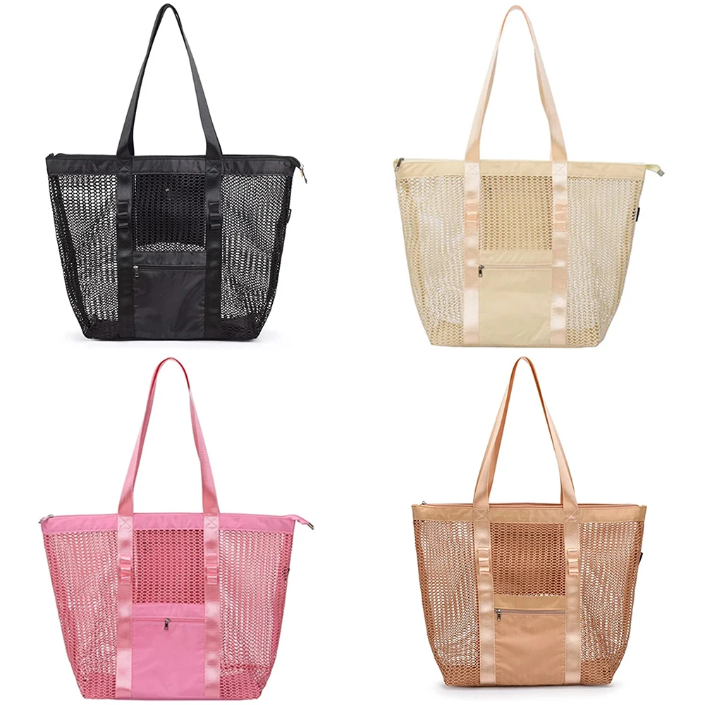 Large Mesh Tote Beach Shoulder Bag Ultra Lightweight Summer Travel ...