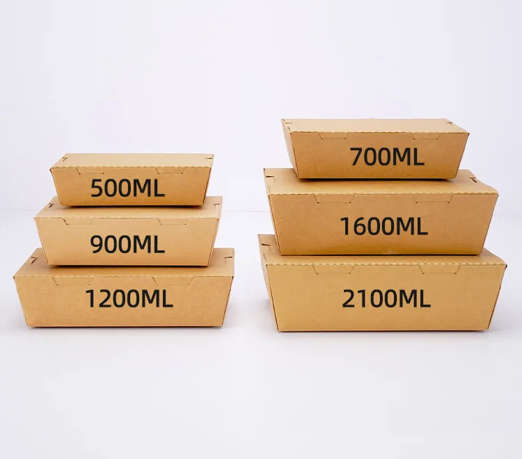 Customized Foldable Clamshell Disposable Food Packaging 1600ml Kraft ...