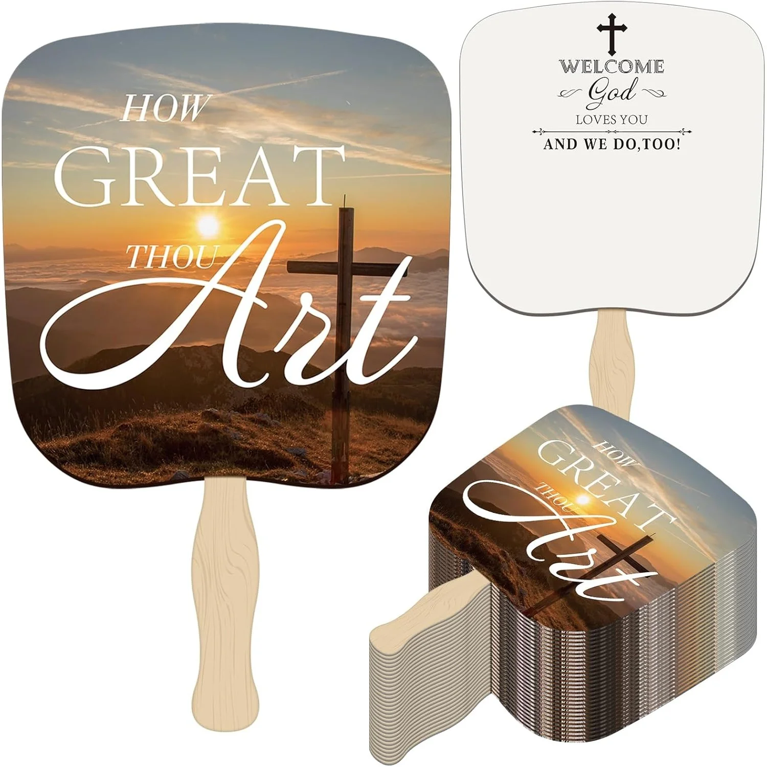 25pcs Christian Church Fans with Bible Verse How Great Thou Art for ...