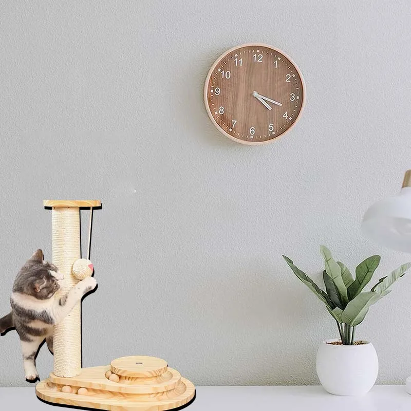 Wooden Cat Scratch Board Indoor Cat Scratch Post Wooden Ball Toy with ...