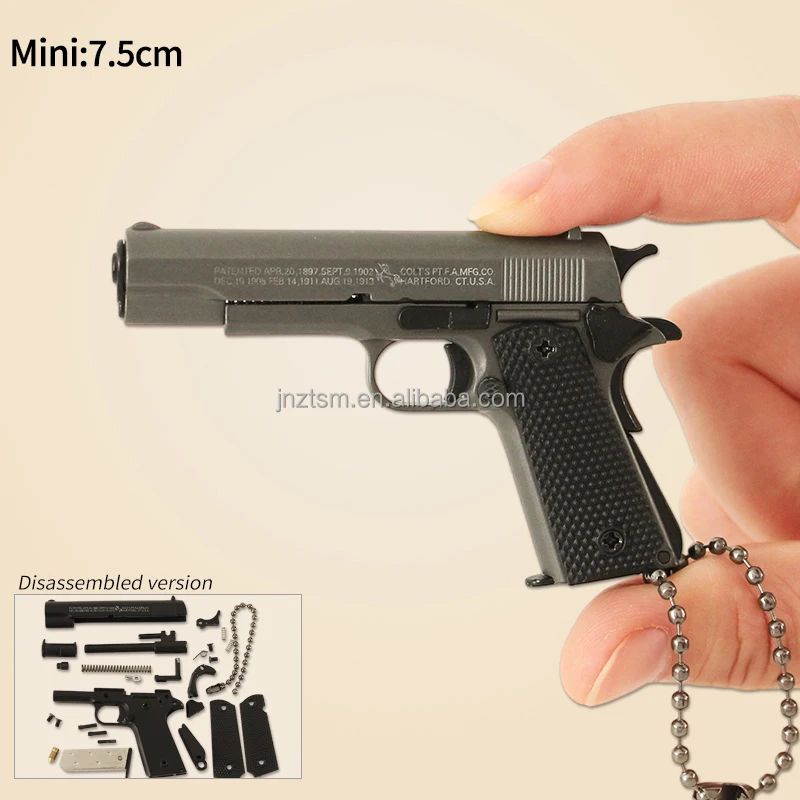 Wholesale 1:3 Mini Metal 7cm Toy Gun Keychain with Bullets