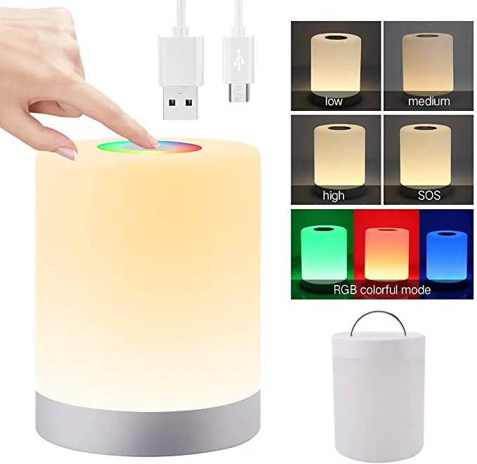 Usb Port Color Changing Dimmable Touch Portable Bedside Smart Led Table ...