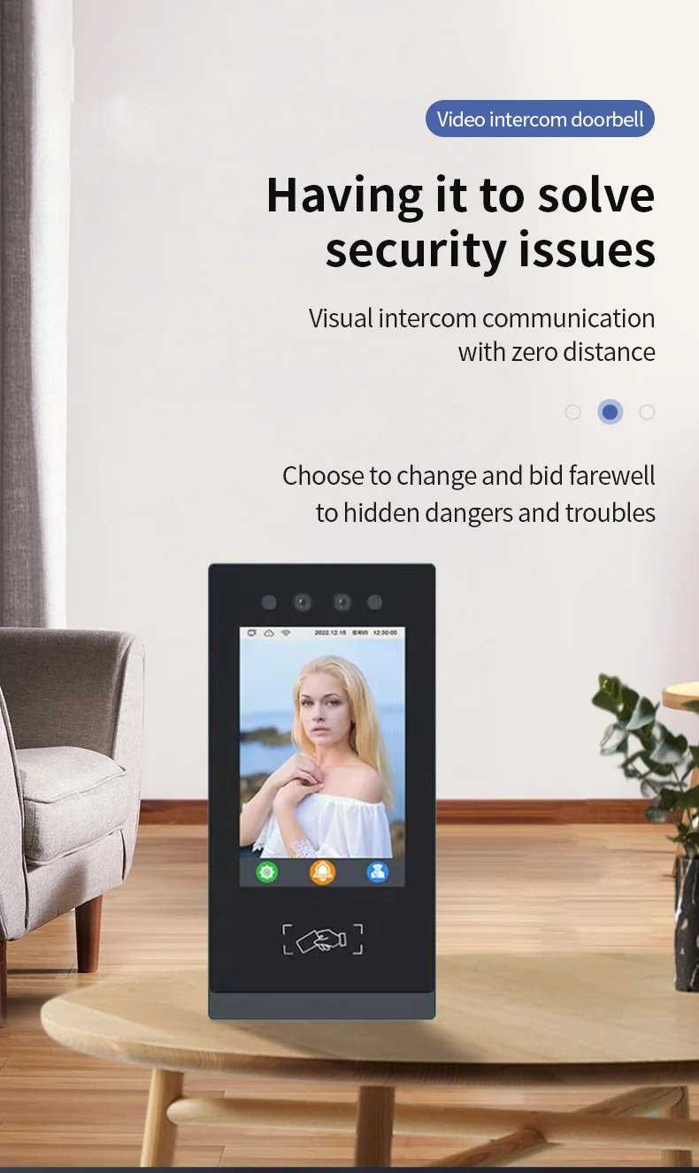 90s Facial Recognition Visual Intercom Doorbell Access Control System,5-inch High-definition ...