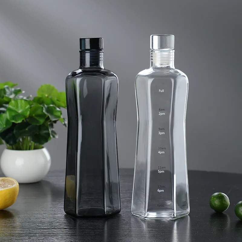 550ml Newest Hexagon Time Marker Glass Water Bottle - Buy 550ml Newest Hexagon Water Bottle time ...