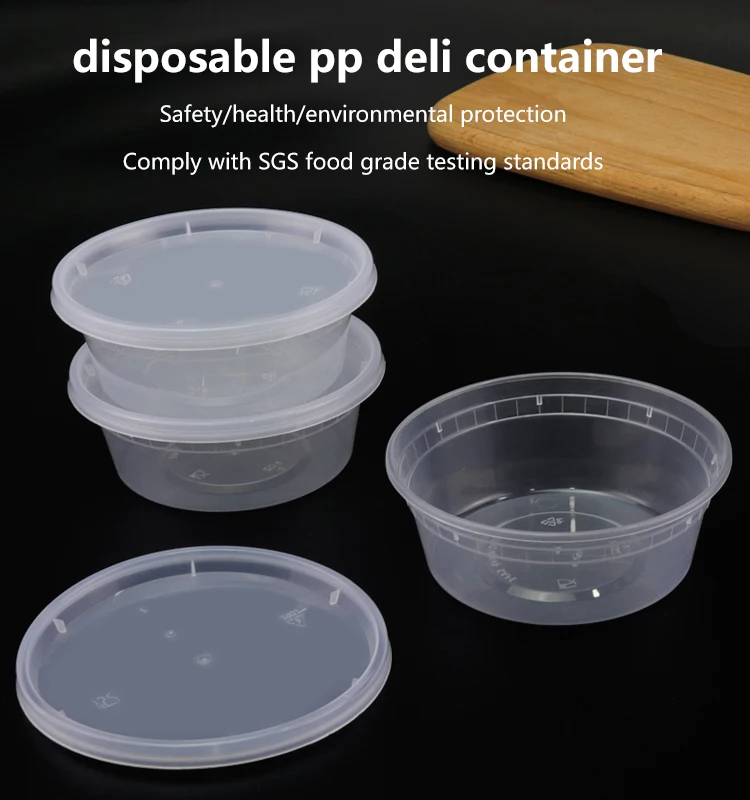 8 Oz Disposable PP Deli Food Container - PB Free & Microwaveable