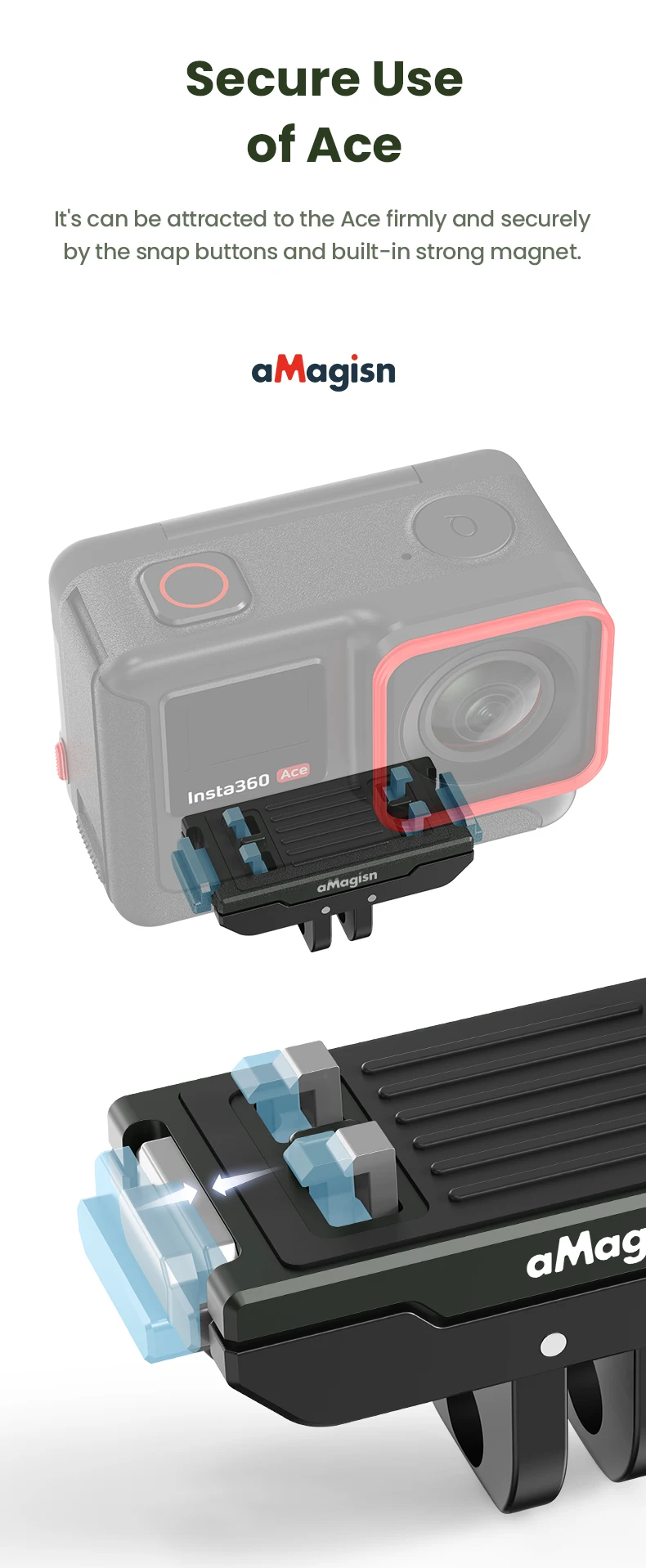 Amagisn Magnetic Quick Release Mount For Insta360 Ace/acepro Portable ...