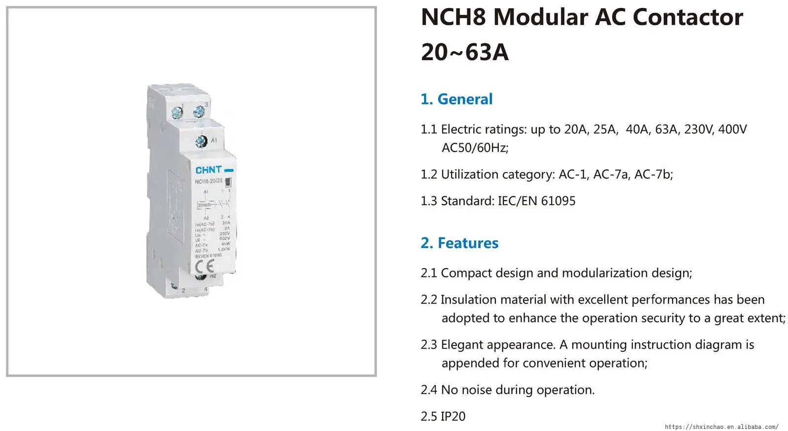 Chint NCH8 Contactors - Reliable AC Solutions for 20A-63A