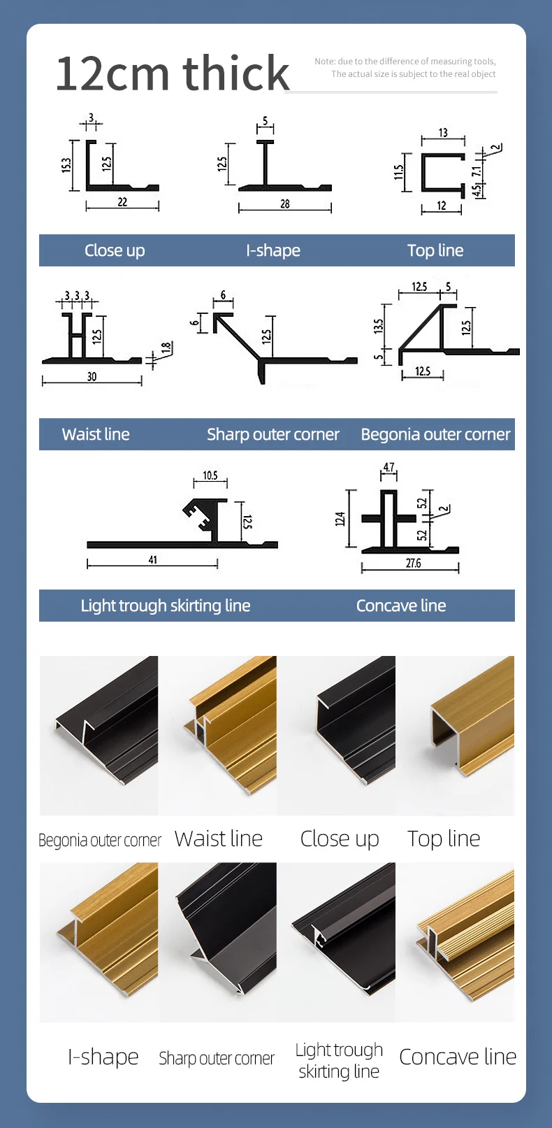 Aluminum Alloy Corner Edge Closing Line Wainscot 9 12mm 18 I-line Wood ...