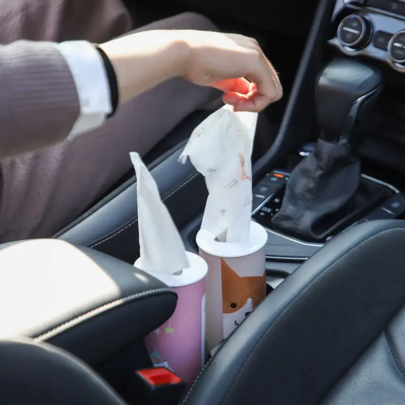 Cylinder Tissue Boxes Wood Pulp Facial Car Tissue Paper For Car Use ...