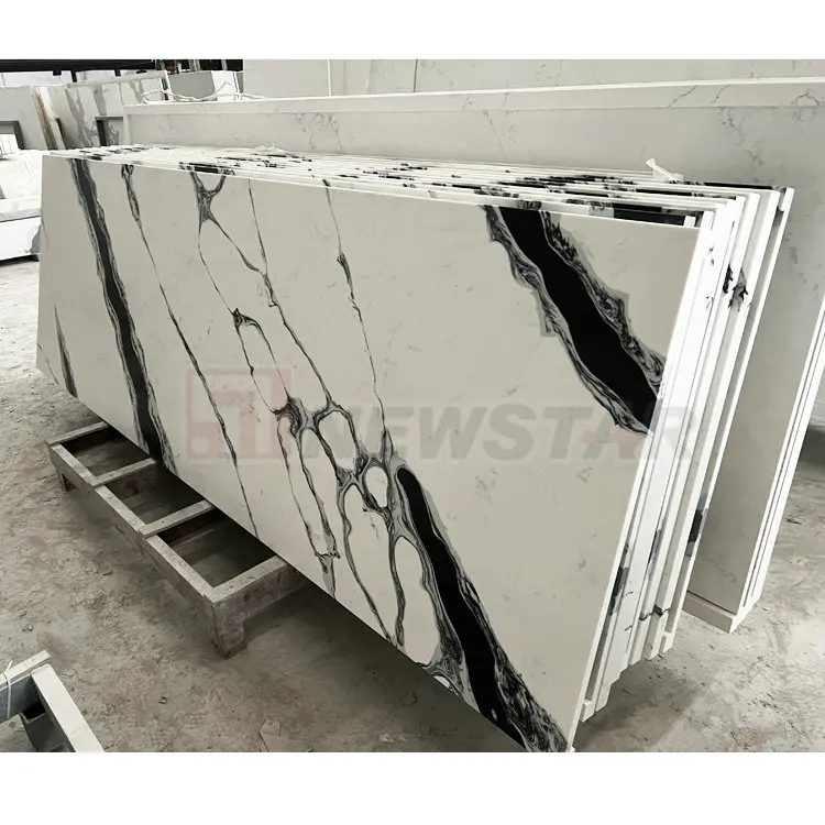 White Panda Prefab Quartz Countertop for Kitchen Artificial Quartz ...