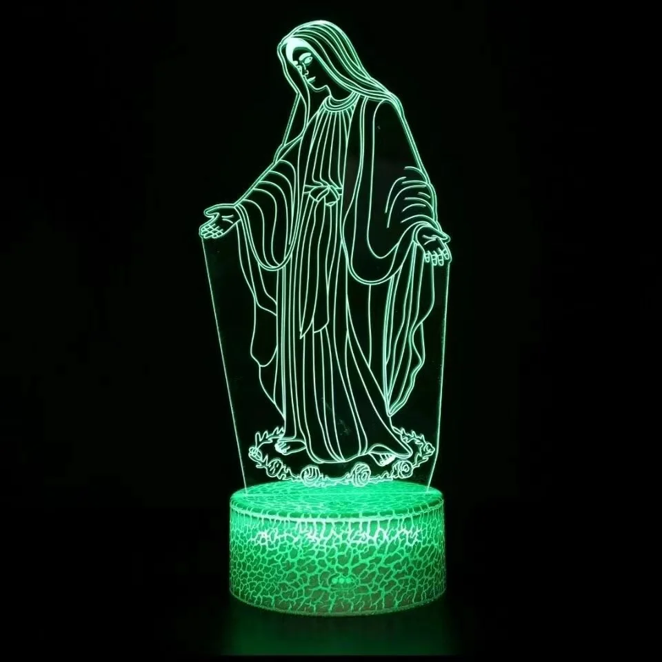 God Cross Jesus Lamp 3d Usb Led Visual Night Light - Buy 3d Religious ...