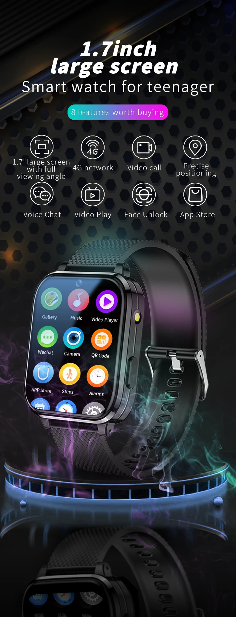 Wifi Gps Lbs Positioning 1.7 Inch Touch Full Screen Ai Voice 5g Video ...