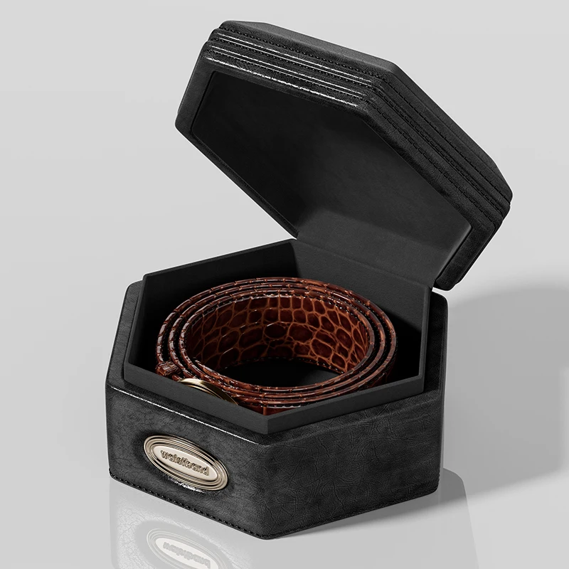 Hexagon Leather Alligator Belt Gift Box Custom Luxury Packaging Man ...