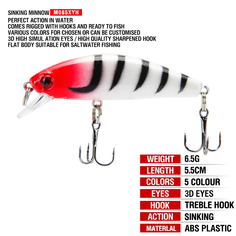 Wholesale 55mm 6.5g Small Sinking Fishing Minnow Lure with Steel Ball ...
