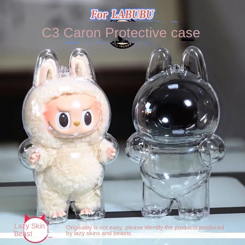 LABUBU Unisex Transparent Protective Shell Macaron Standing Dustproof ...