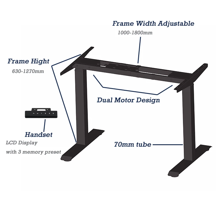 Height Adjustable Table Dual Motor Automatic Dual Motor Standing Desk ...