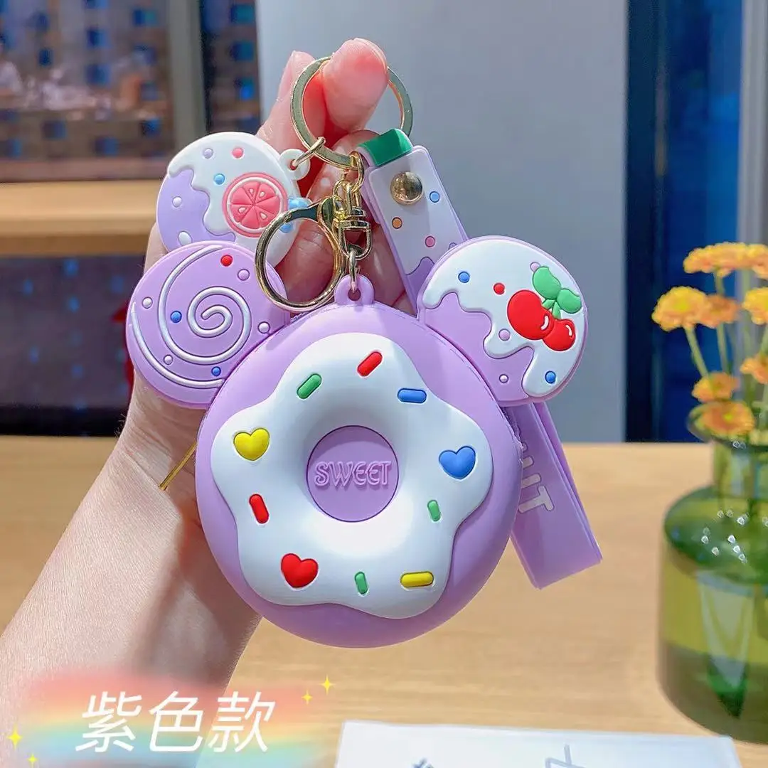 Cute Cartoon Silicone Doughnut Backpack Pendant Coin Purse