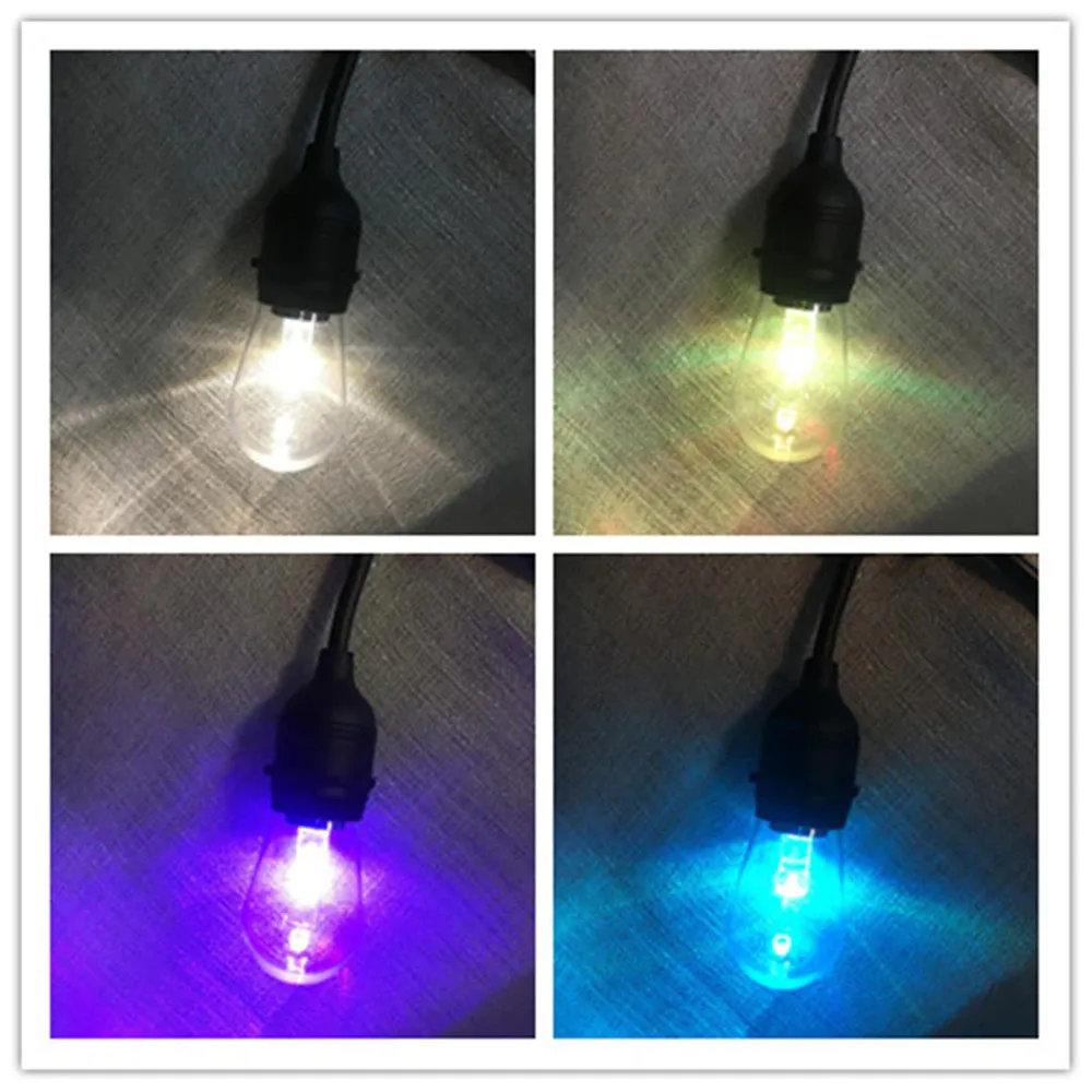 S14 RGB LED String Lights E27 Waterproof Resistant Bulbs Remote Outside ...