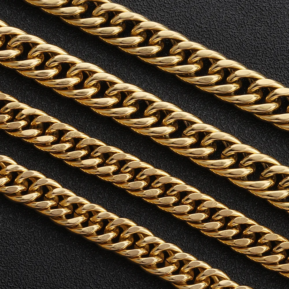 Stainless Steel 18k Gold Making Accessories 8/10mm Wide Cuban Chain ...