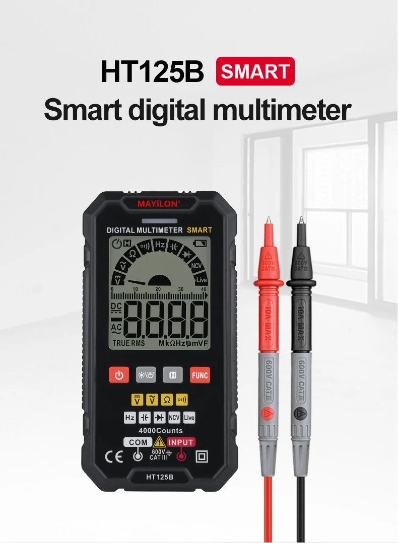 HT125B Smart Digital Multimeters with Analog LCD Display AC DC ...