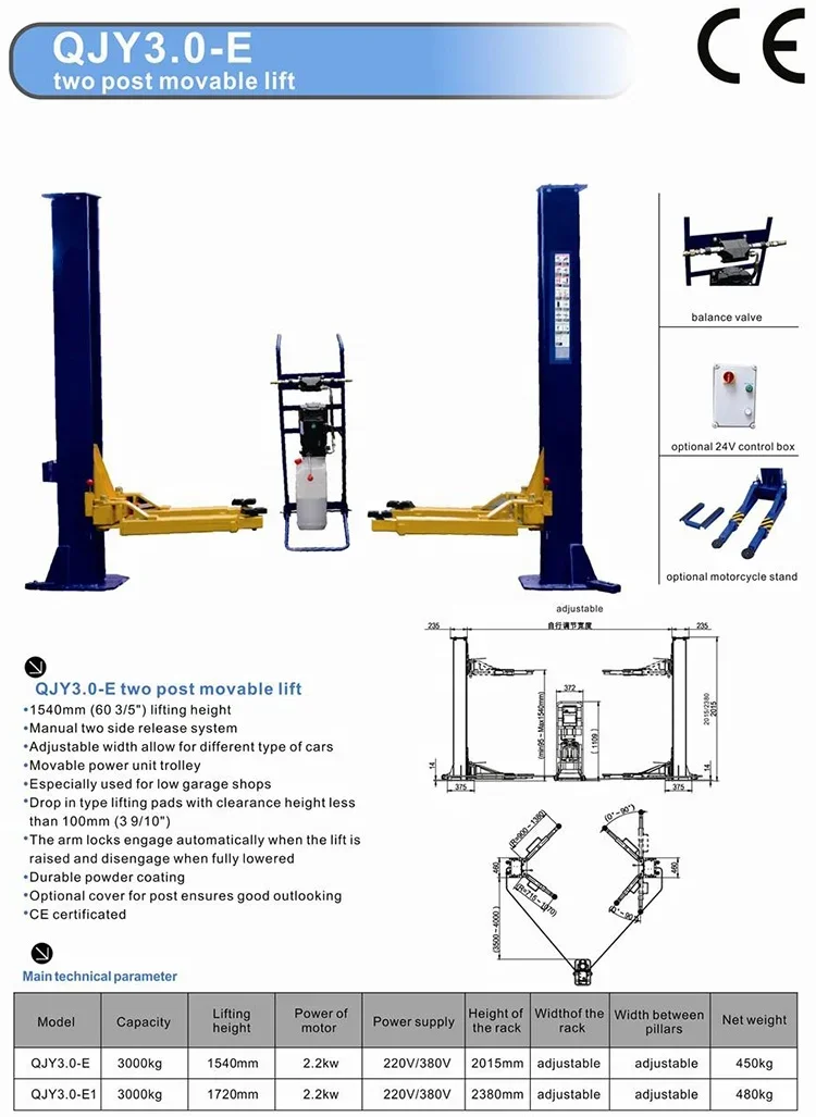2-pillar Lift Parking Lock 2 Post Lifter Car Lift Hydraulic - Buy Low ...