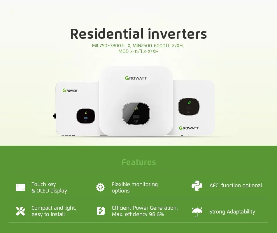 Growatt 5kw-10kw Inverter with OLED LCD Display for on-Grid Solar Systems