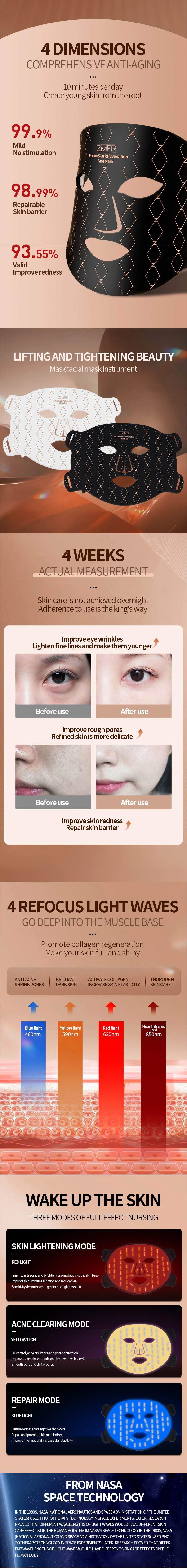 240 Diodes Slight Silicone Led Facial Masks 4 Color Face Skin Beauty ...