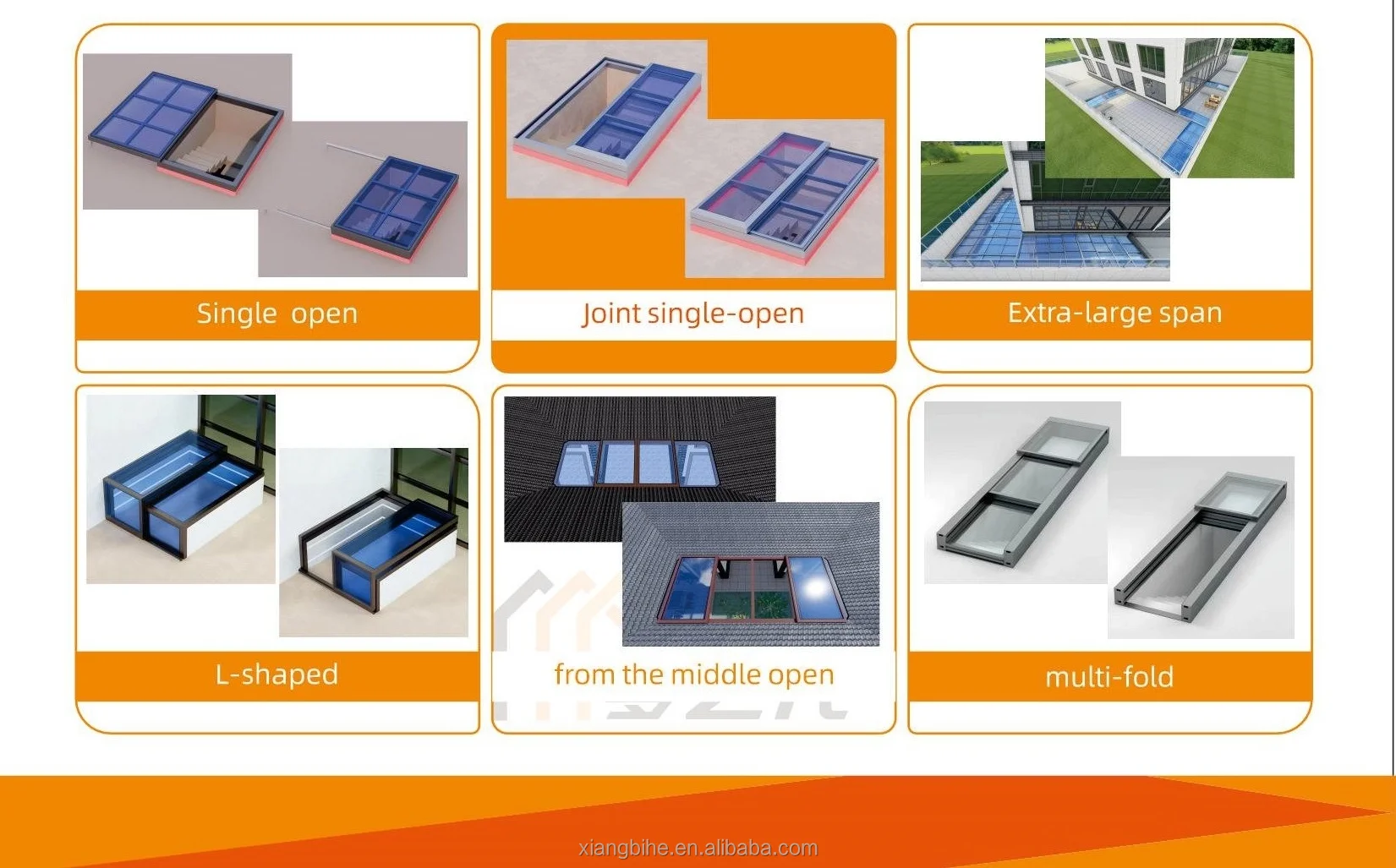 Customized Motorized Moving Multi-Fold Sunroof for Basement and Courtyard