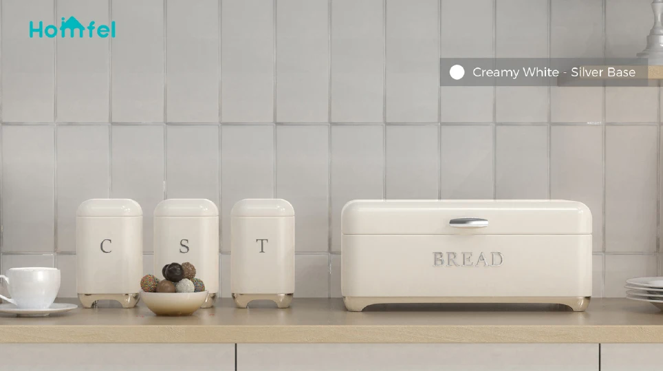 Crown Series Metal Bread Bin Set - Kitchen Storage Solutions