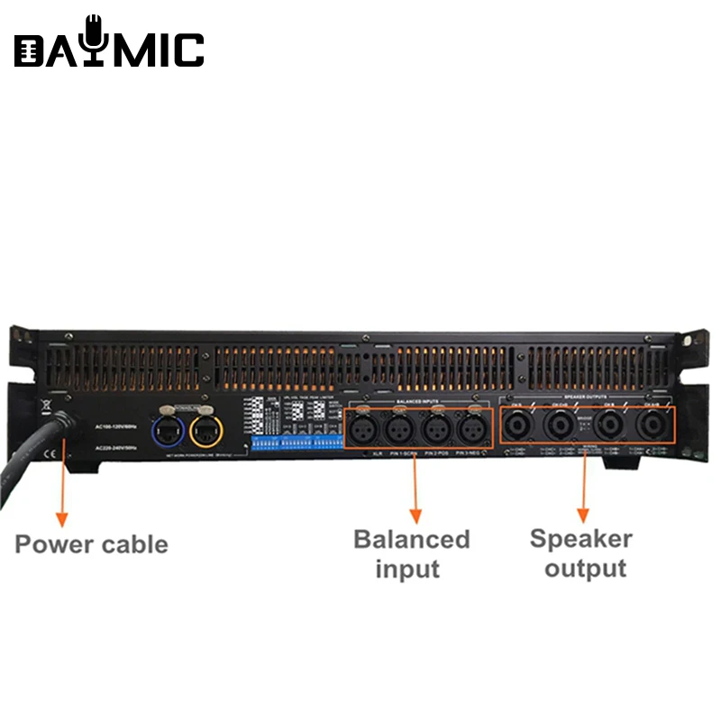 Aoshen Pro 4 Channel 2500W*4 Large Power Sound Amplifier 10000W High ...