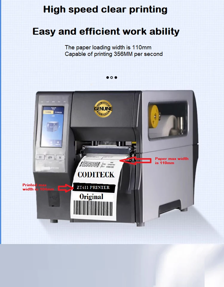 Genuine Zt410/zt411 Rfid 4 Inch Industrial Label Printer (zt400 Series ...