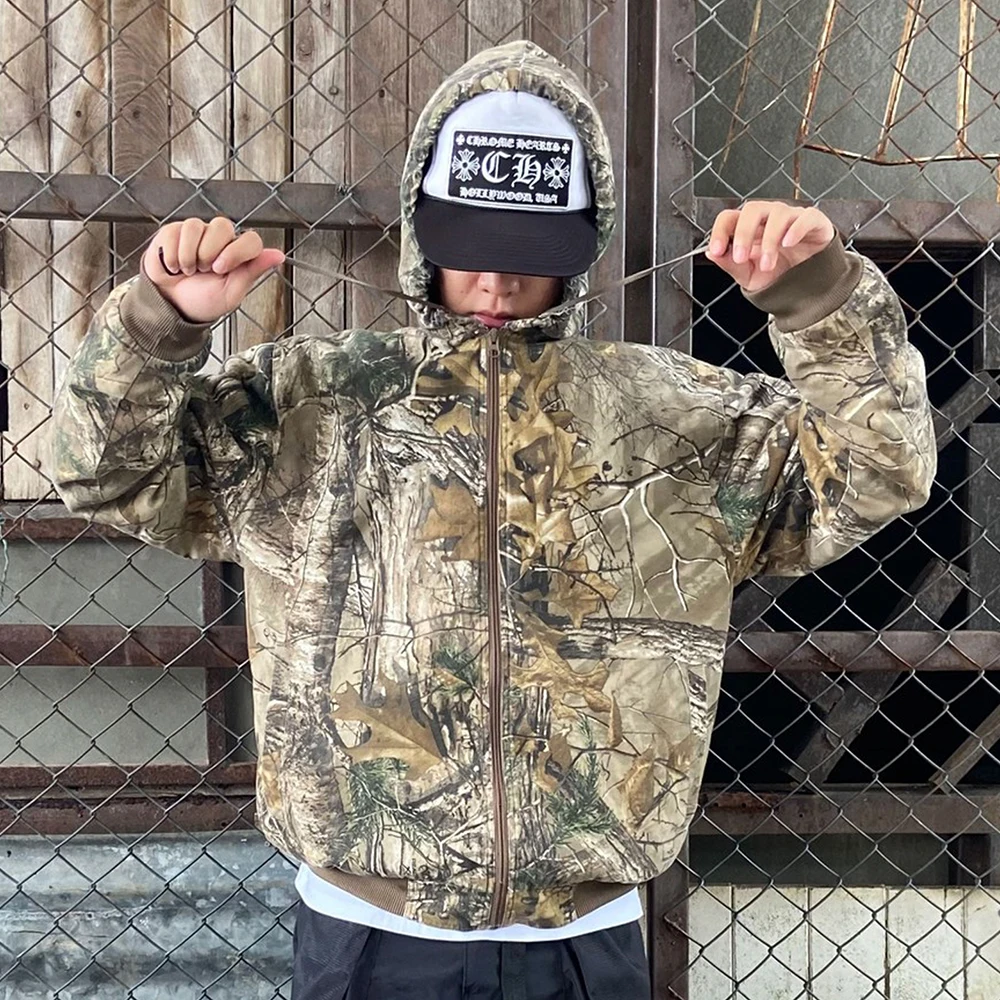 Custom Distressed Hoody Jacket - Camouflage & Comfort