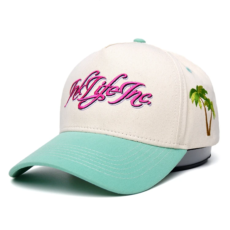 Designer 5 Panel Sports Cap Custom 3d Embroidered Logo Two Tone Running ...