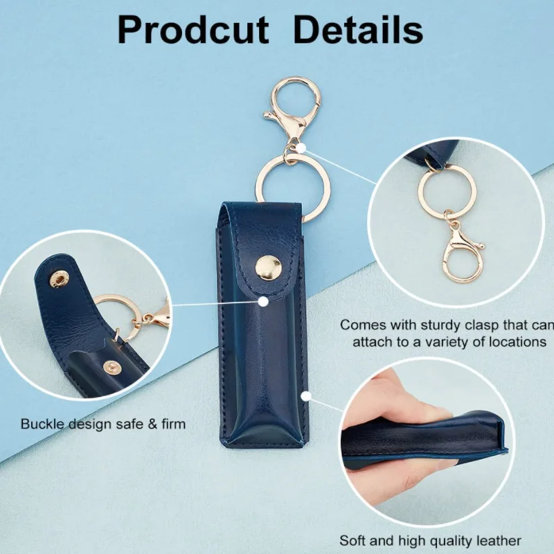 Chapstick Keychain Holder 6.3 Inch PU Leather Clip-on Lipstick ...