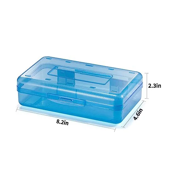 Plastic Hard Shell Pencil Case with Lid Snap Large Capacity School ...