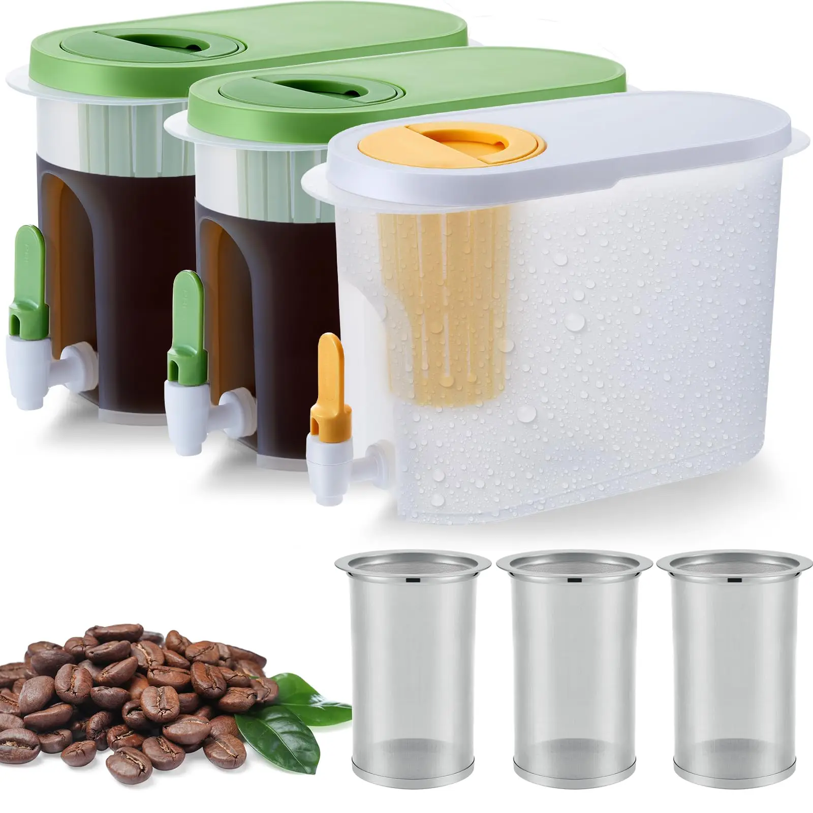 1 Gallon Fridge Iced Cold Brew Coffee Maker With Ultra Fine Stainless ...