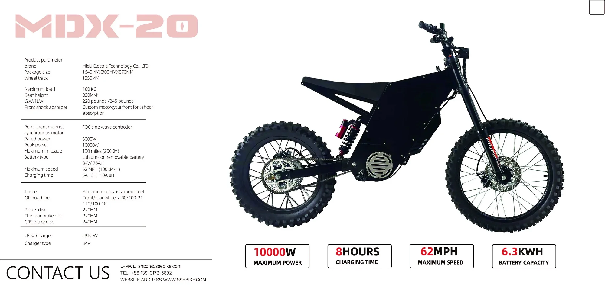 Newest Mid-mounted Motor 10000 Watt Electric Bike Max Mileage 200km 84v ...