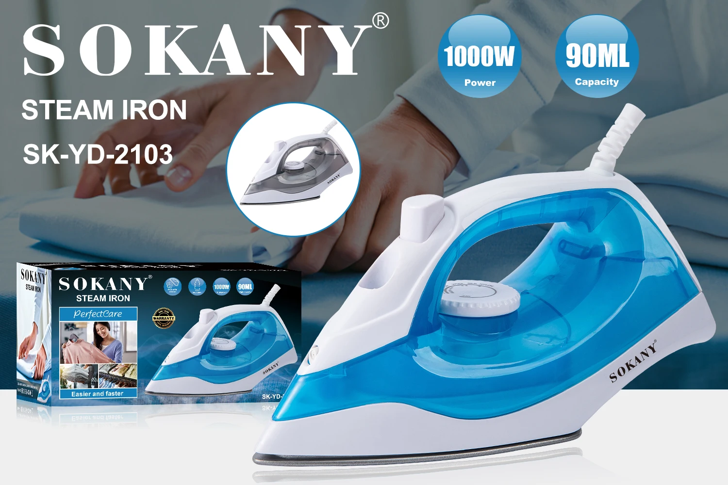 Sokany Steam Iron - Versatile and Reliable Ironing Solution